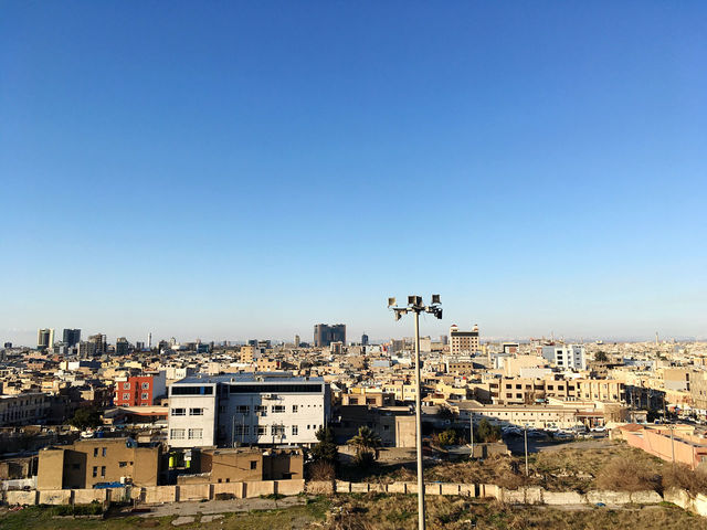 High angle shot of buildings against clear | ID: 155026018