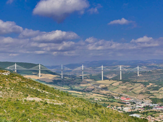 Aerial view of bridge over land against sky | ID: 149185100