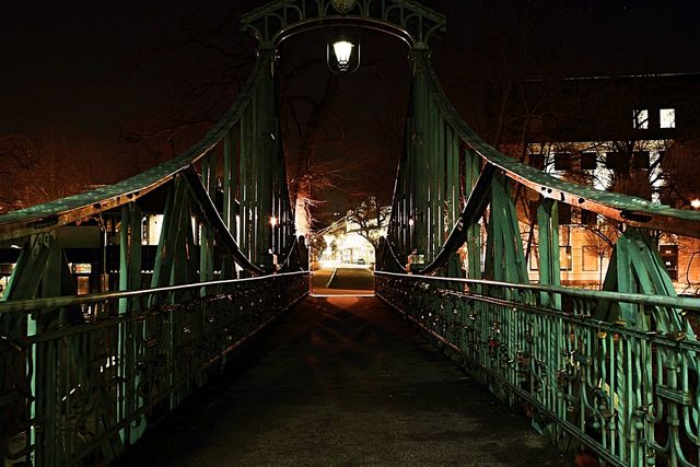 Footbridge in illuminated night | ID: 115832172