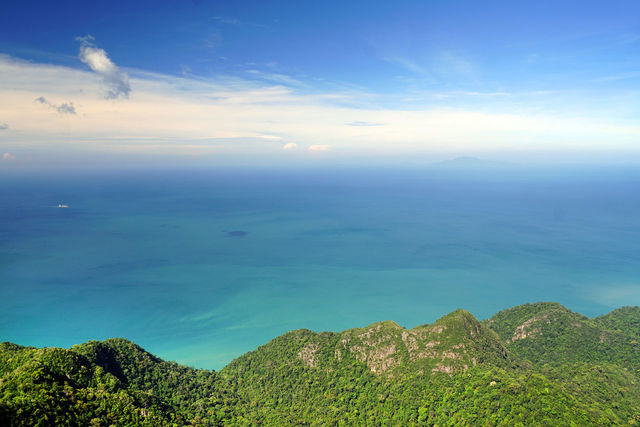 Scenic view of sea and mountains against sky | ID: 119683765