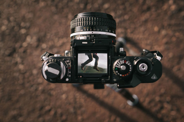 High angle view of vintage camera | ID: 93070221
