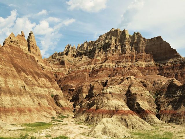 Rock formations on landscape against sky | ID: 128544725