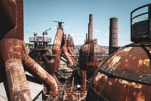 Panoramic view of factory against sky | ID: 143406371