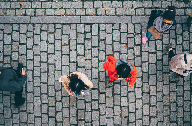 Directly above shot of people walking on | ID: 75059026