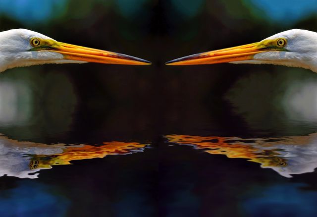 Close-up of bird with reflection in water | ID: 148463072