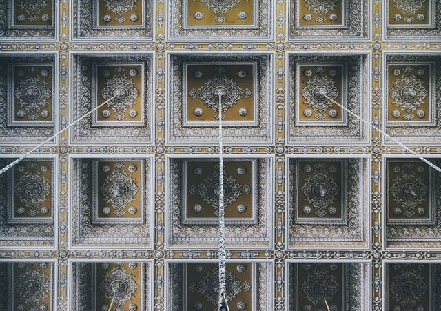 Full frame shot of patterned ceiling | ID: 82586439