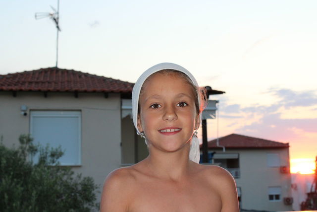 Portrait of shirtless girl against sky | ID: 146182162