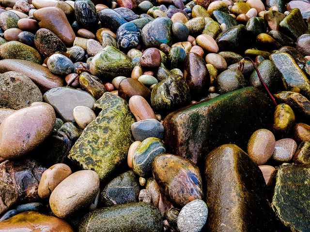 Full frame shot of pebbles on rocks | ID: 132667299