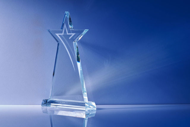 Close up of star shape crystal trophy | ID: 198280933