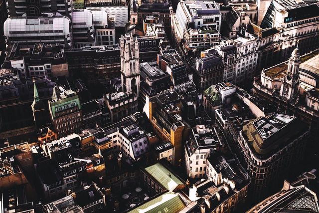 High angle shot of cityscape | ID: 76117591