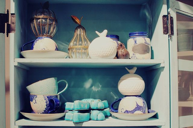 Cups in cupboard at kitchen | ID: 81412619