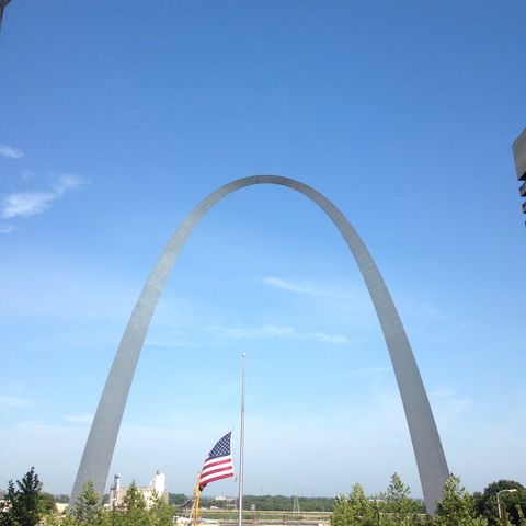 Low angle view of st louis arch against sky | ID: 89999899