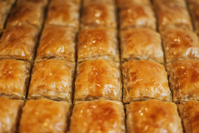 Full frame shot of baked pastry items on | ID: 95994847