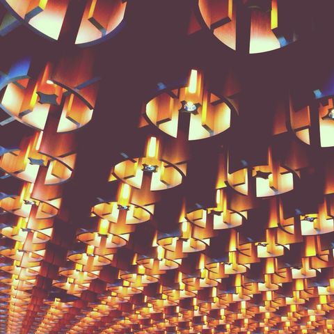 Close-up of ceiling lights in rows | ID: 8865197