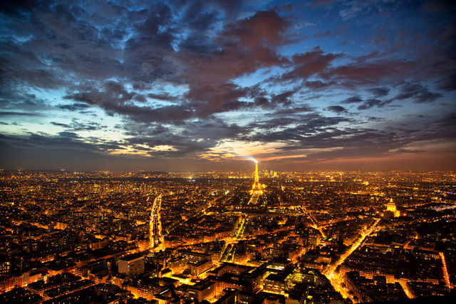 Illuminated cityscape at night | ID: 24490112