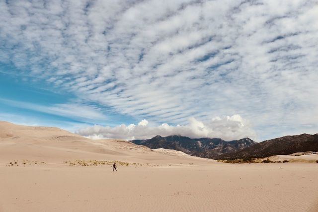 Scenic view of desert against cloudy sky | ID: 129056595