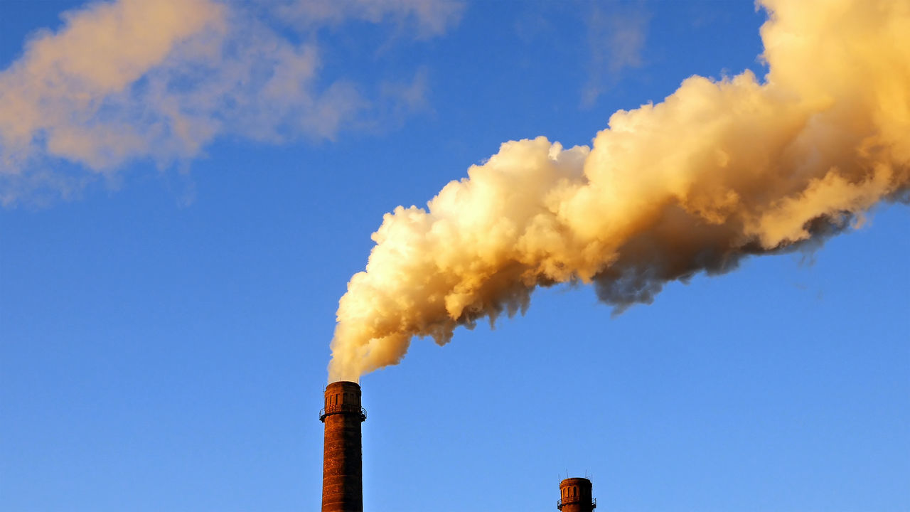 Air Pollution Blue Chimney Clear Sky Day Emitting | EyeEm