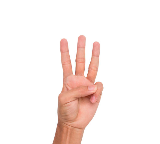 Cropped image of hand showing three fingers | ID: 89914655