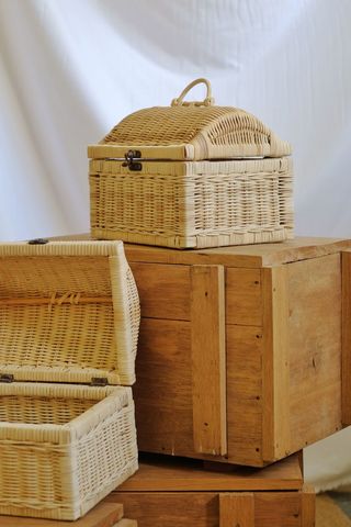 Antique chests made of woven bamboo as | ID: 214949865