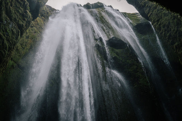 Low angle view of waterfall against clear | ID: 131859975
