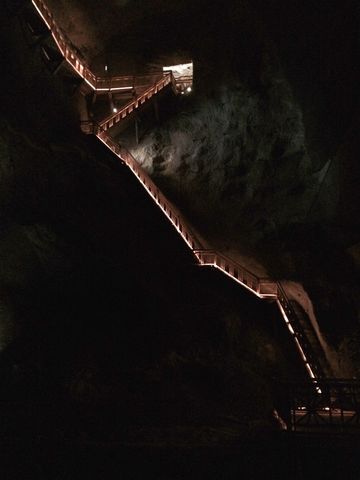 Low angle view of staircase at salt mine | ID: 65473661