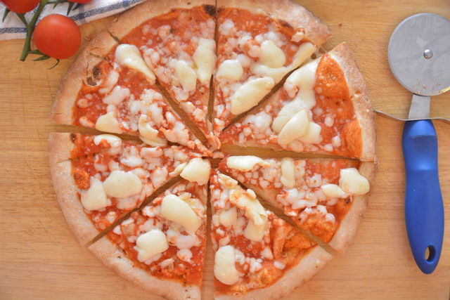 High angle view of pizza in glass on table | ID: 143247366