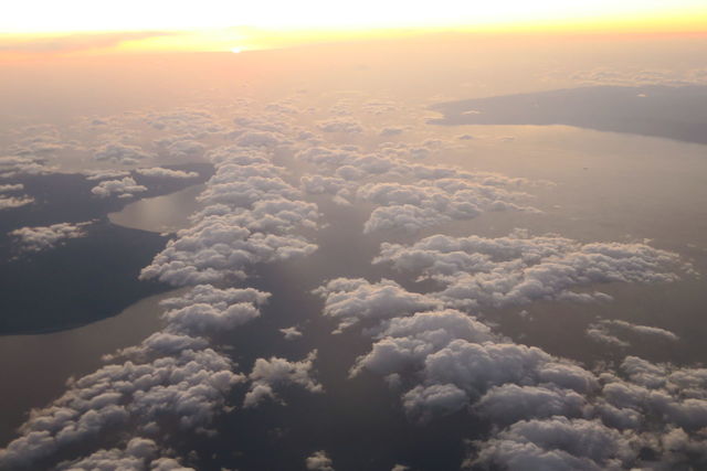Aerial view of sunlight streaming through | ID: 130638195