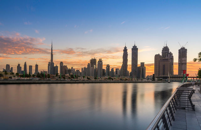 View of city at waterfront during sunset | ID: 118450234