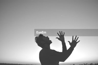 man yelling side view