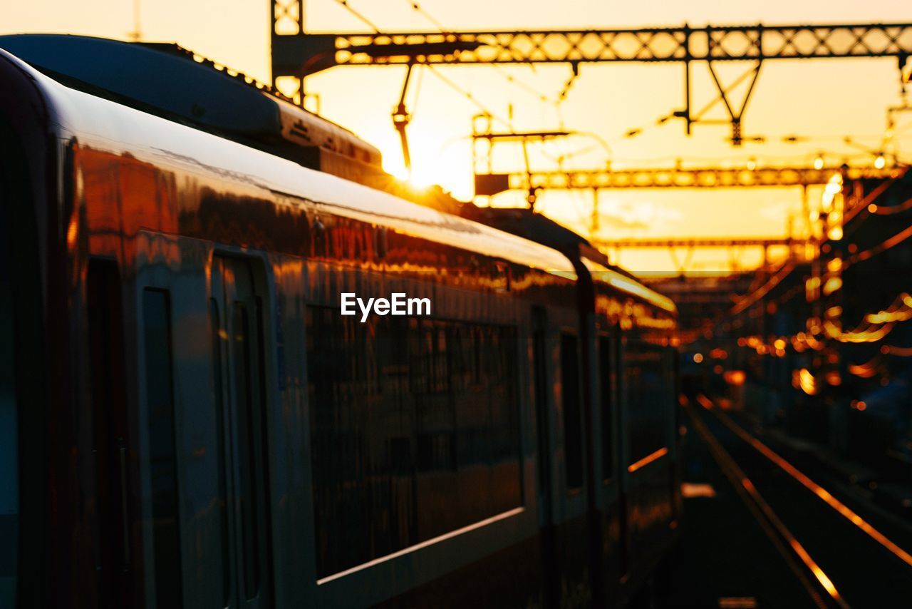 Train at railroad station against sky | ID: 100043431