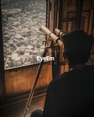 looking through a telescope view