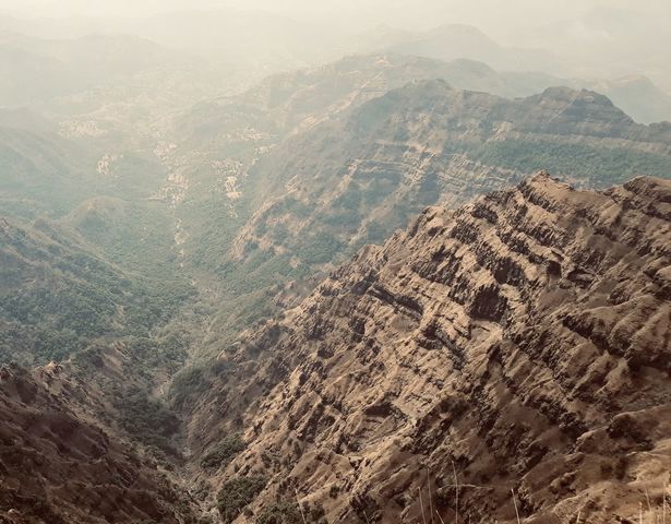 High angle view of land and mountains | ID: 147963322