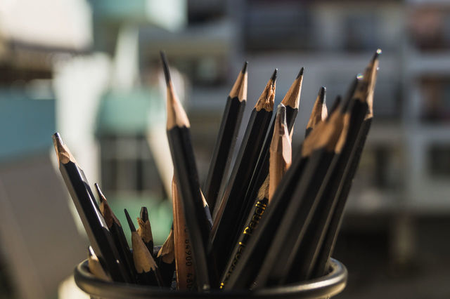 Close-up of pencils in container | ID: 136769461
