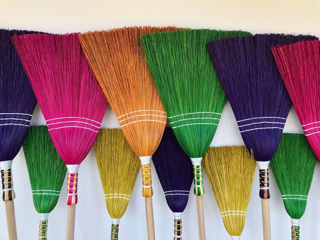 Close-up of multi colored brooms | ID: 139296409