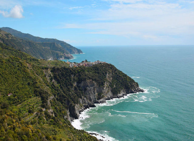 Scenic view of sea by cliff against sky | ID: 103291662