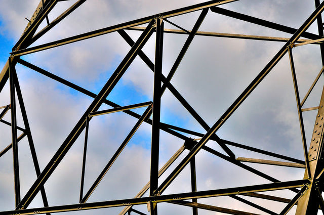 Low angle view of bridge against blue sky | ID: 147442173