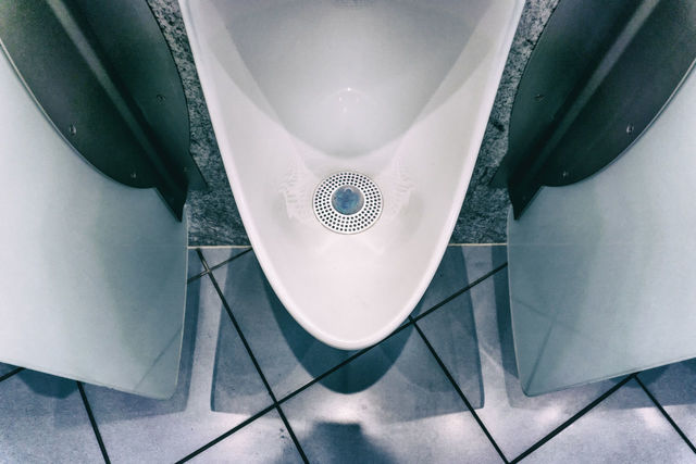 High angle view of urinal in restroom | ID: 112162151
