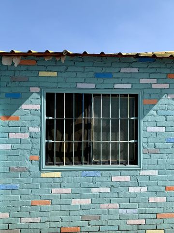 Blue bricks window | ID: 210958251