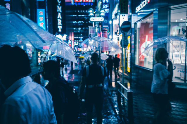 Crowd on street at night | ID: 110722647