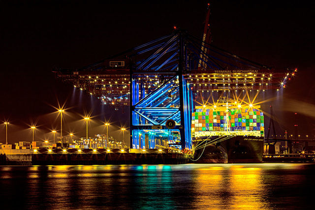 Illuminated bridge against sky at night | ID: 104241037