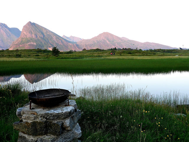 Scenic view of lake in field | ID: 114965217
