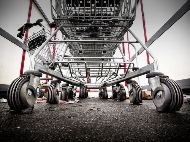 Low angle view of shopping carts | ID: 116873693