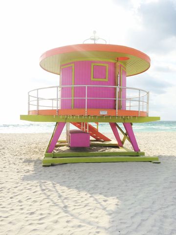 Lifeguard hut at beach against sky | ID: 64440755