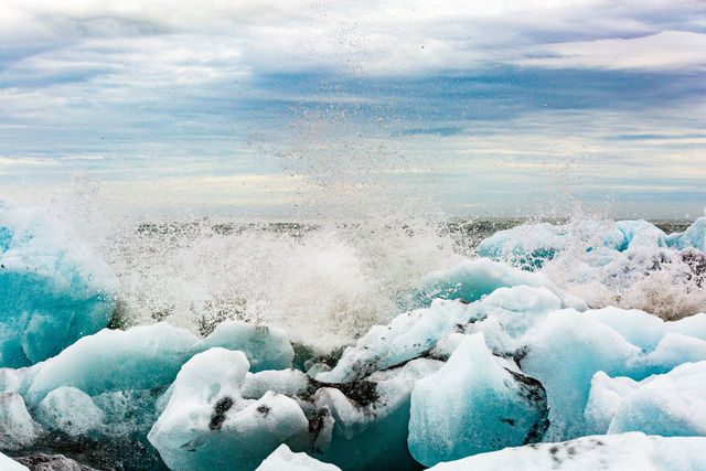 Aerial view of frozen sea against sky | ID: 137872353